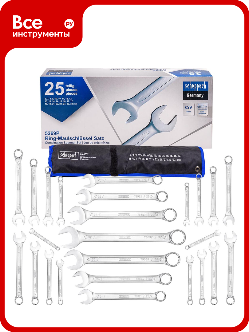 Набор ключей комбинированных Scheppach 25пр Sch-5269P(62815)
