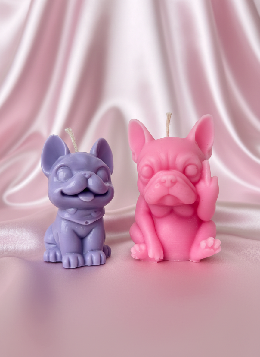 Свеча восковая ароматическая набор 2 штуки , Собачки, аромат манго