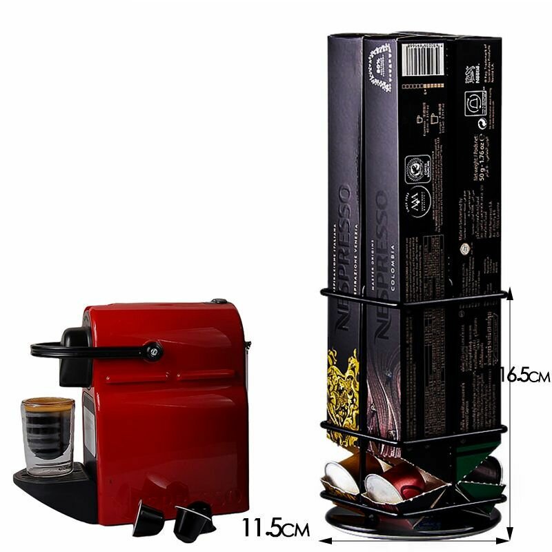 Ящик-органайзер для хранения капсул Nespresso, вращающаяся подставка для кофейных капсул Nespresso, подставка из чисто черной нержавеющей стали.
