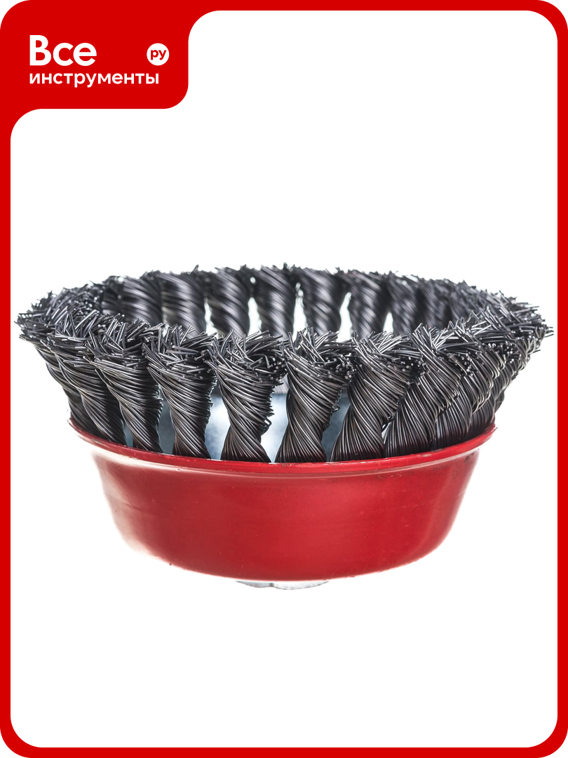 Щетка зачистная торцевая для УШМ, стальная проволока, посадочный диаметр М14, подходит для металла, дерева и краски
