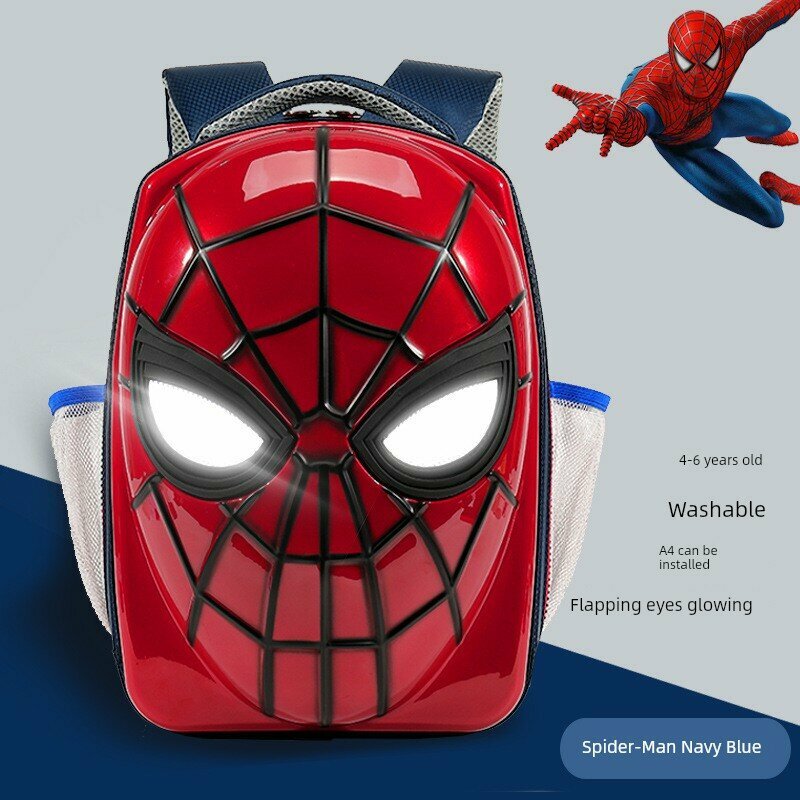 Рюкзак Spider-Man темно-синий с подсветкой для малышей, прочный материал с отражающими полосами и удобной молнией