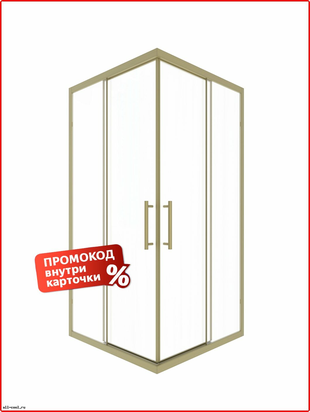 Душевой уголок Timo Santa 90x90, квадратная, прозрачное, золото, раздвижные, без поддона в комплекте