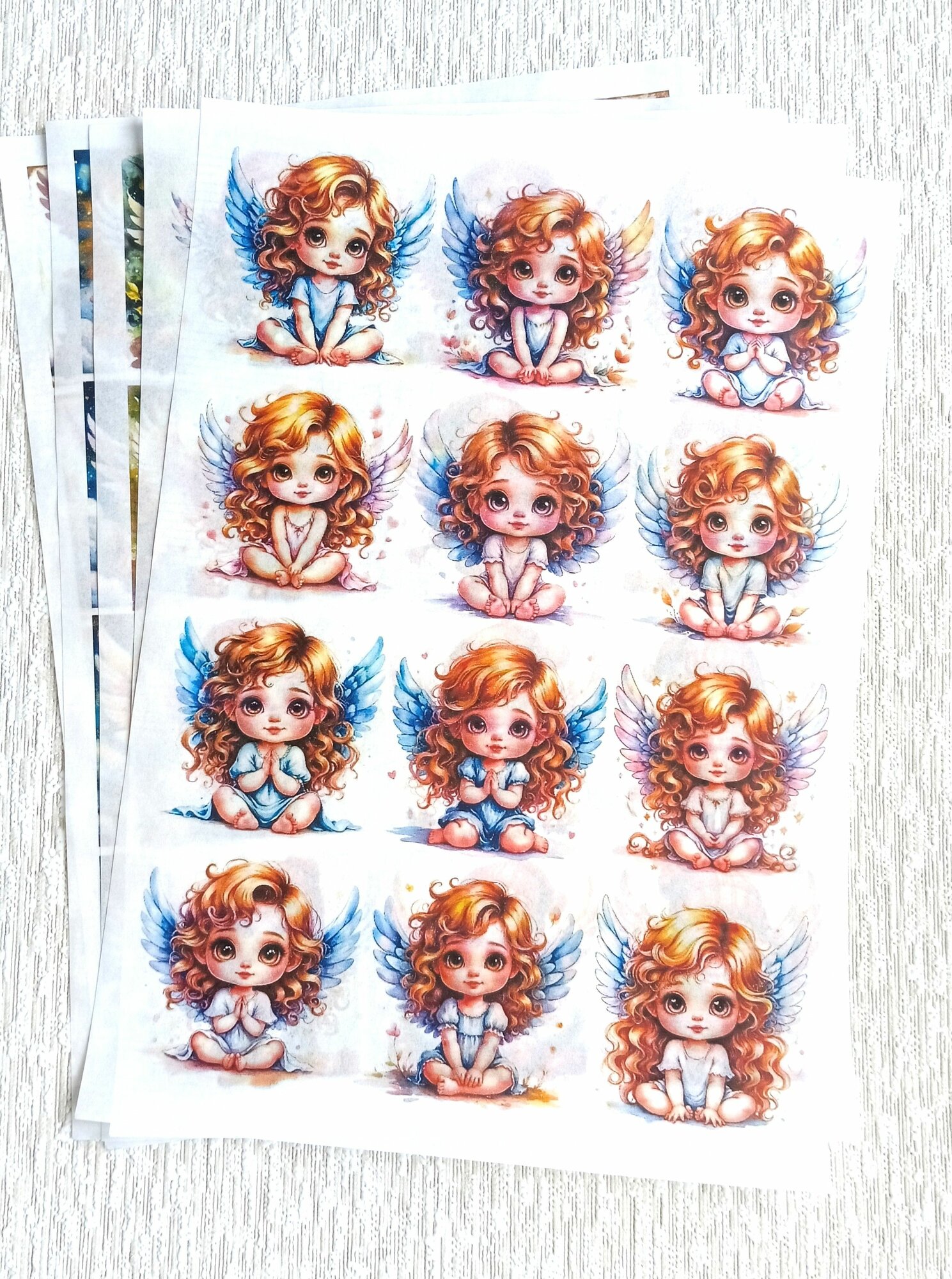 Набор бумаги для декупажа Ангелы 5 листов А4, 40 гр/2м.