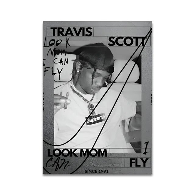 Холст "Travis Scott Look Mom I Can Fly" 42x60см, SW9970