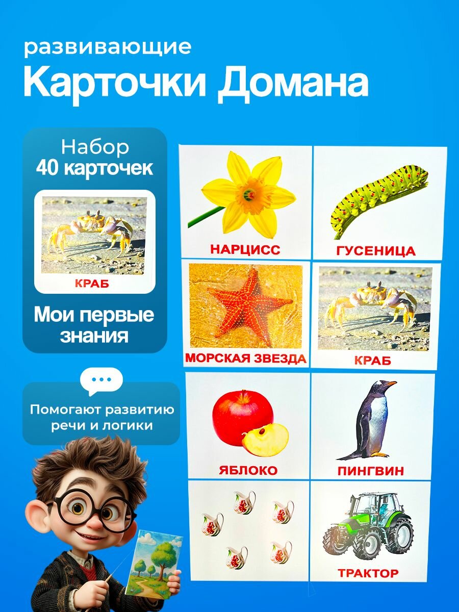 Комплект карточек Мои первые знания 40шт. по методике Г. Домана