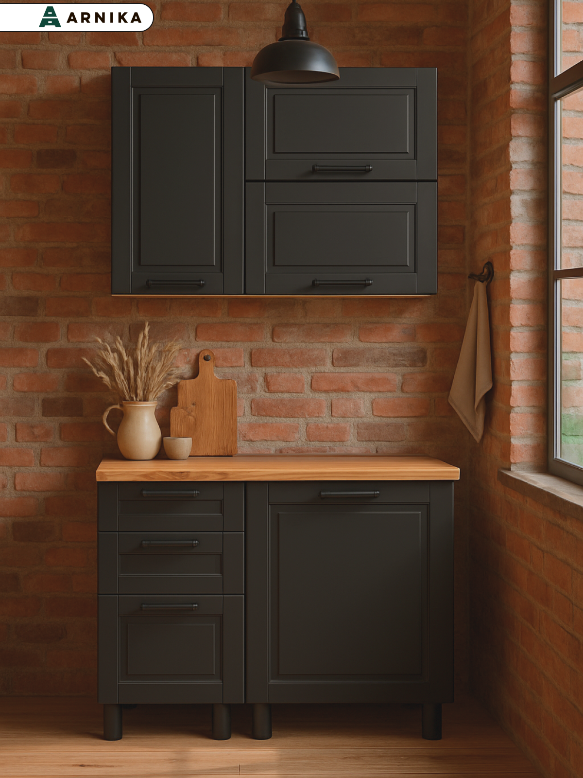 Кухонный гарнитур ARNIKA Аска, 1 ящик, ЛДСП/МДФ, матовая поверхность, сталь