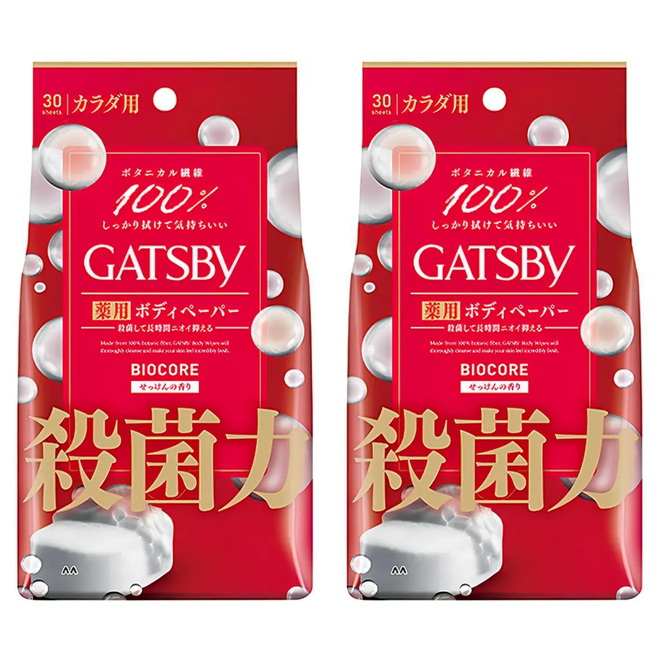 Мужской дезодорант-антиперспирант для всего тела в форме салфеток Gatsby, Мыло, 30 шт, 2 упаковки