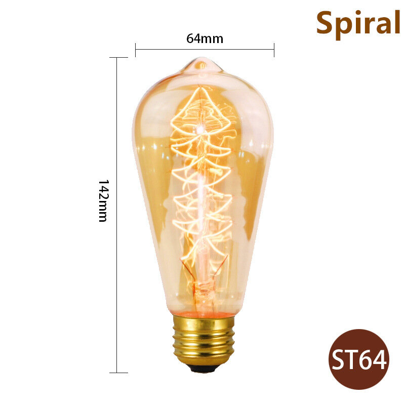 Винтажная лампа с вольфрамовым нитью, светодиодная лента с теплым светом, энергосберегающая антикварная лампа Эдисона, креативная декоративная лампа с шелковым нитью