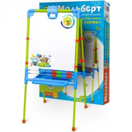 Доска знаний-мольберт двусторонний Веселая азбука, со счетами, макс. выс. 107,5 см М2/ВА2