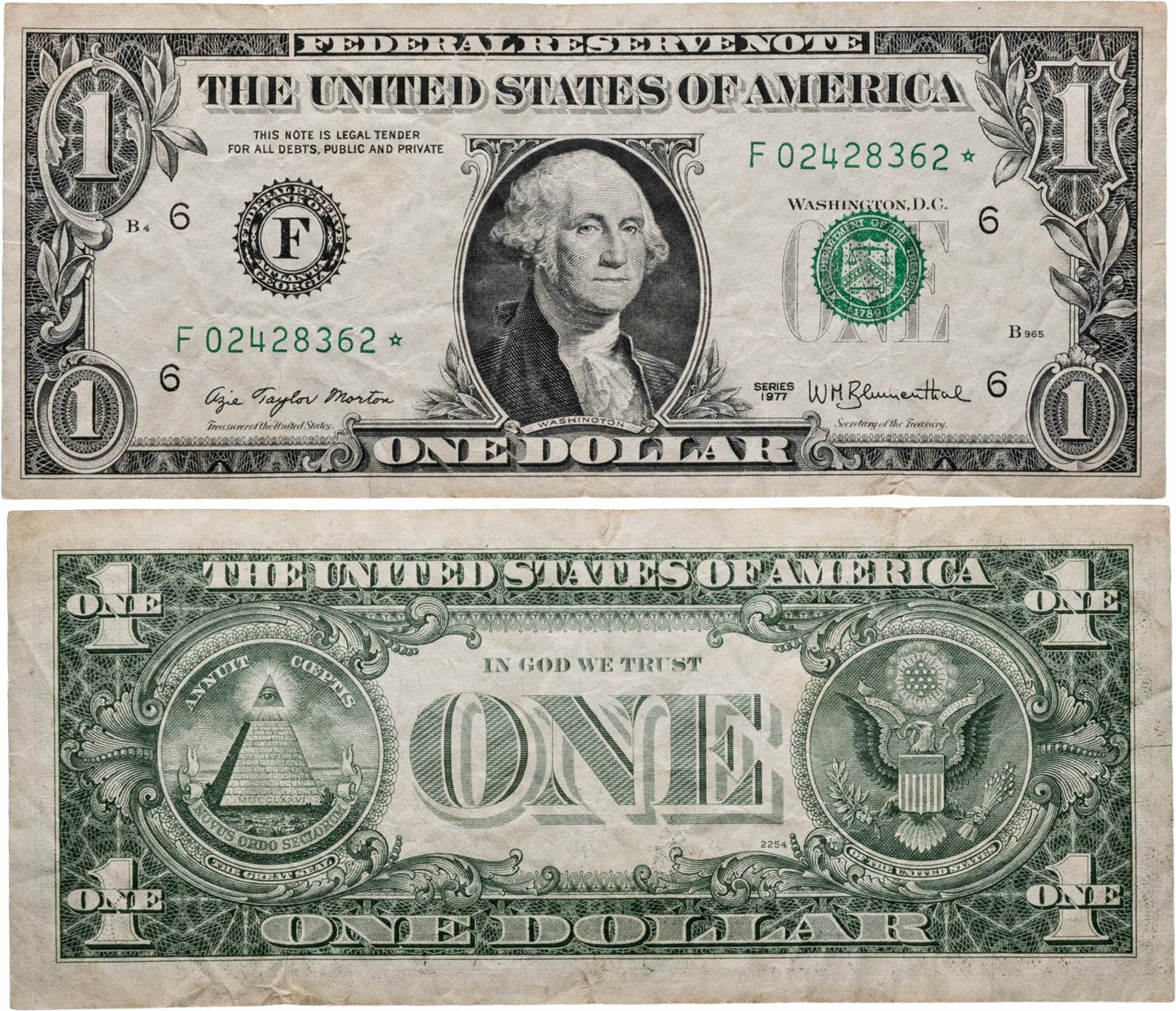 США 1 доллар 1977 год Pick 462а F-Атланта *-серия замещения