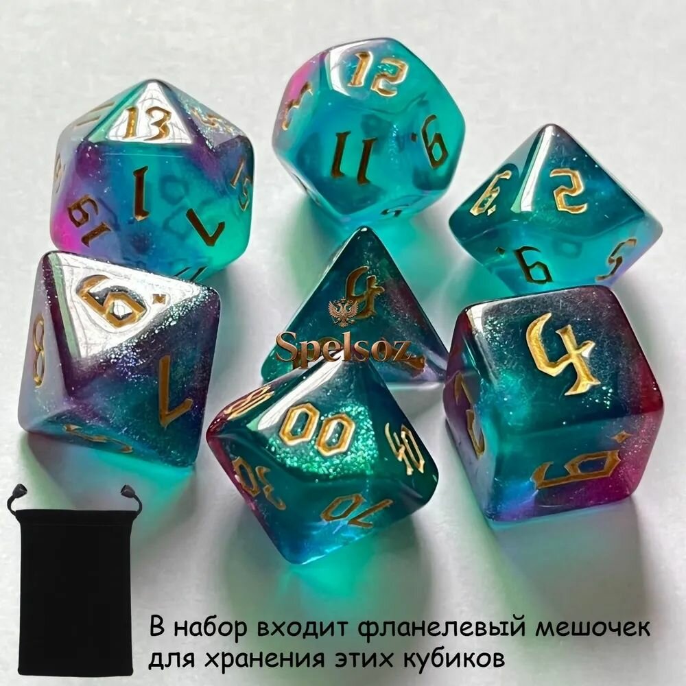 Набор из 7 хамелеон-кости для D&D , Двуцветные кубики с новым шрифтом