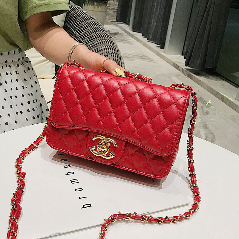 2025 Новый модный корейский стиль сумка с цепочкой из бриллиантов, маленькая сумка в стиле Chanel, одно плечо, кроссбоди, универсальная маленькая квадратная сумка для женщин