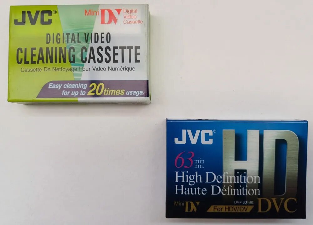 Набор видеокассет JVC HDV для видеокамер формата MiniDV (чистящая + записываемая HD), 2 шт.