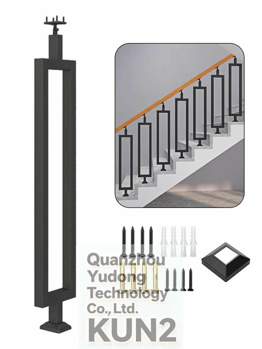 Металлические перила для лестниц, U-образные стойки, ограждение для дома и улицы, черные кованые перила из квадратной трубы
