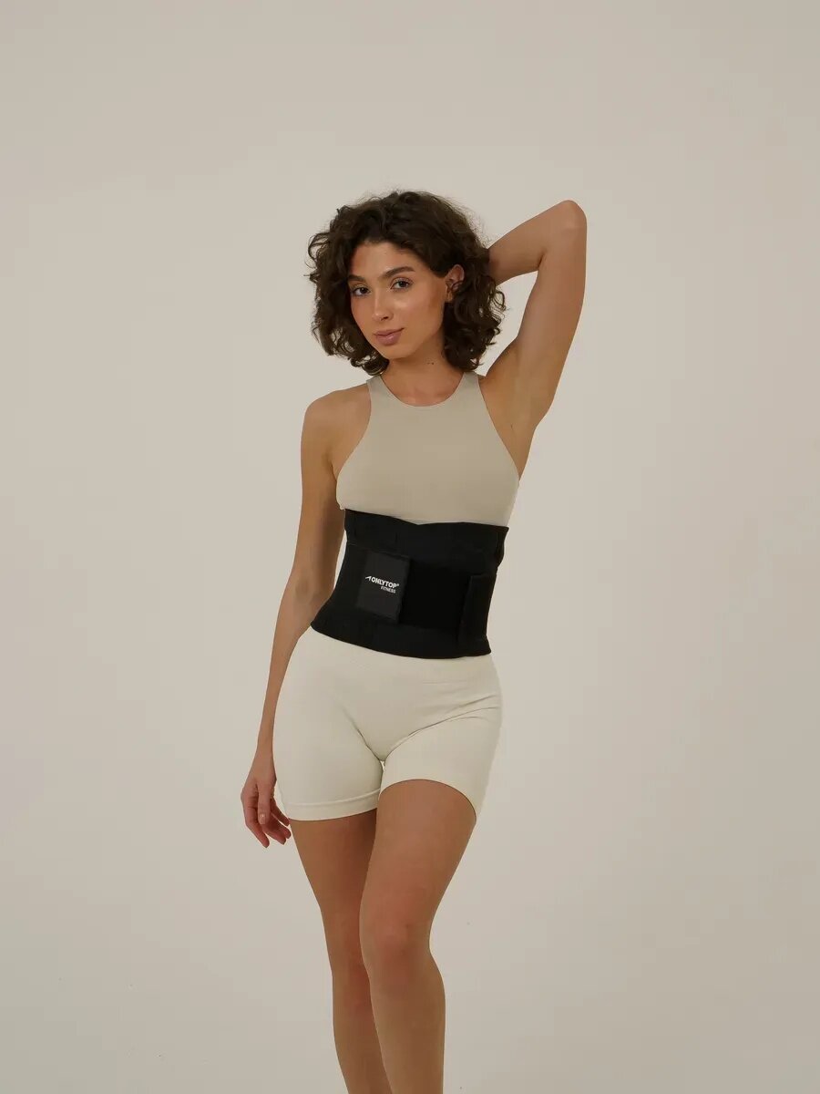 Пояс на талию ONLYTOP fitness, размер S-M, для похудения, чёрный