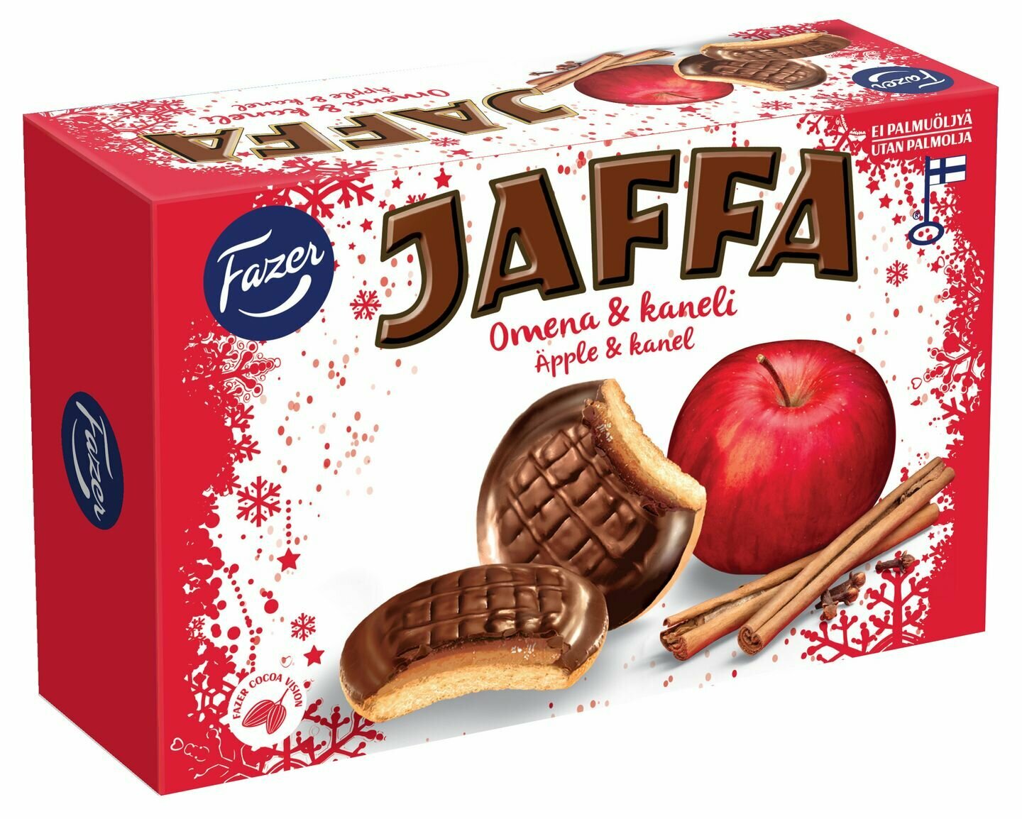 Пряное бисквитное печенье Fazer Jaffa в шоколадной глазури со вкусом яблока и корицы, 300 г (Финляндия)