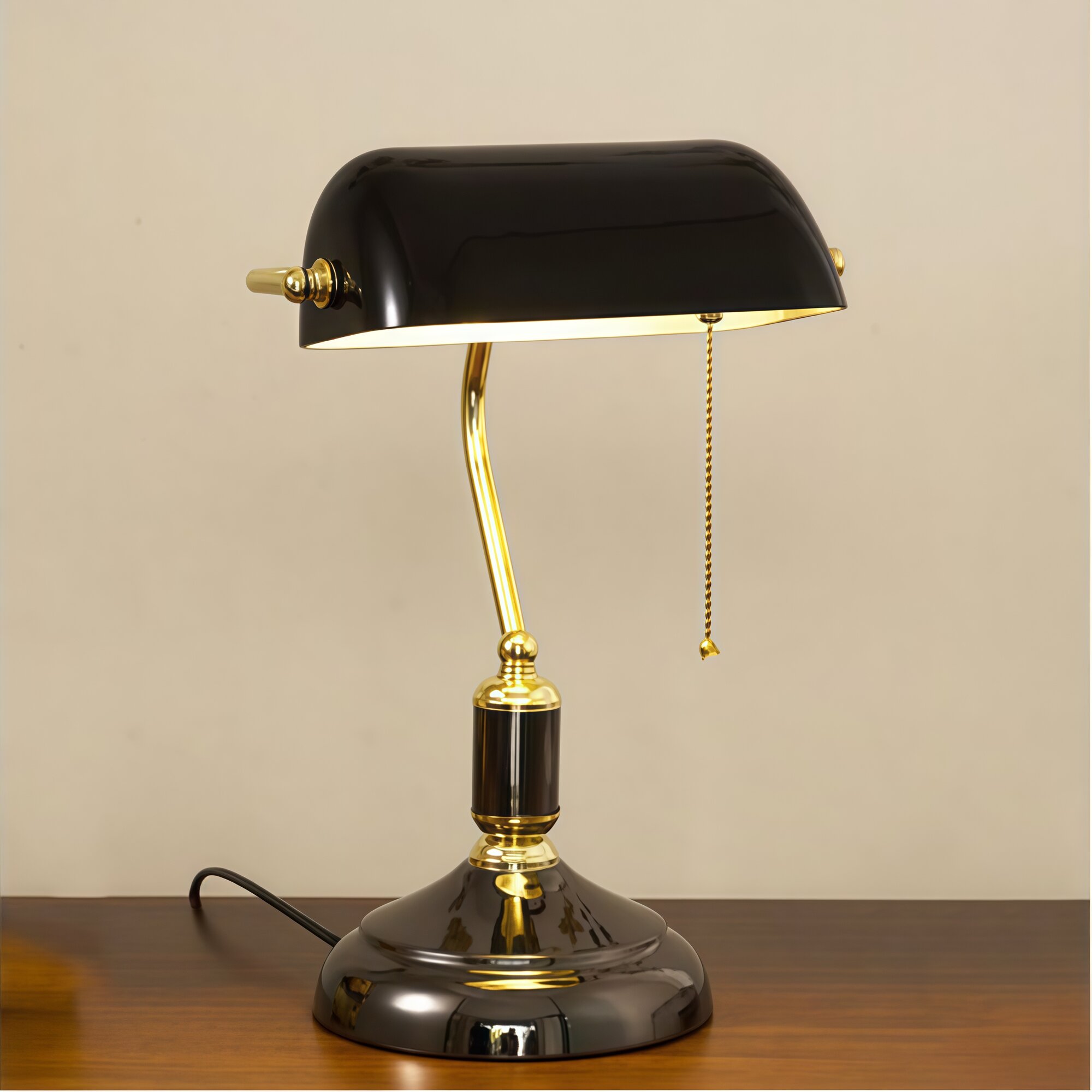 Лампа настольная Clear lighting "Банкир", с абажуром, стеклянная, питание от сети，чёрный