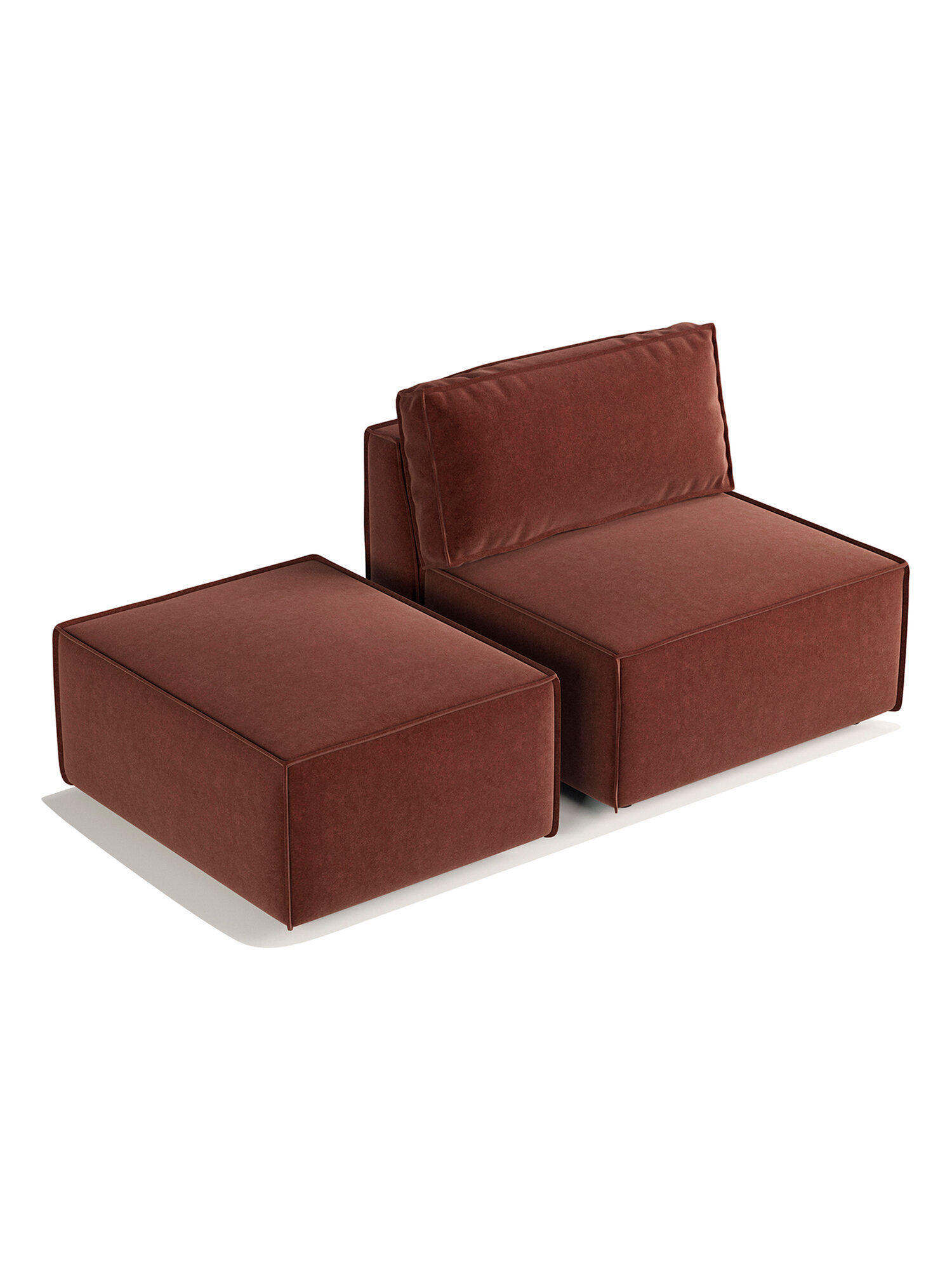 Модули диван и пуф Гамма 95х95х70 см, независимый пружинный блок, велюр Дрим шоколад