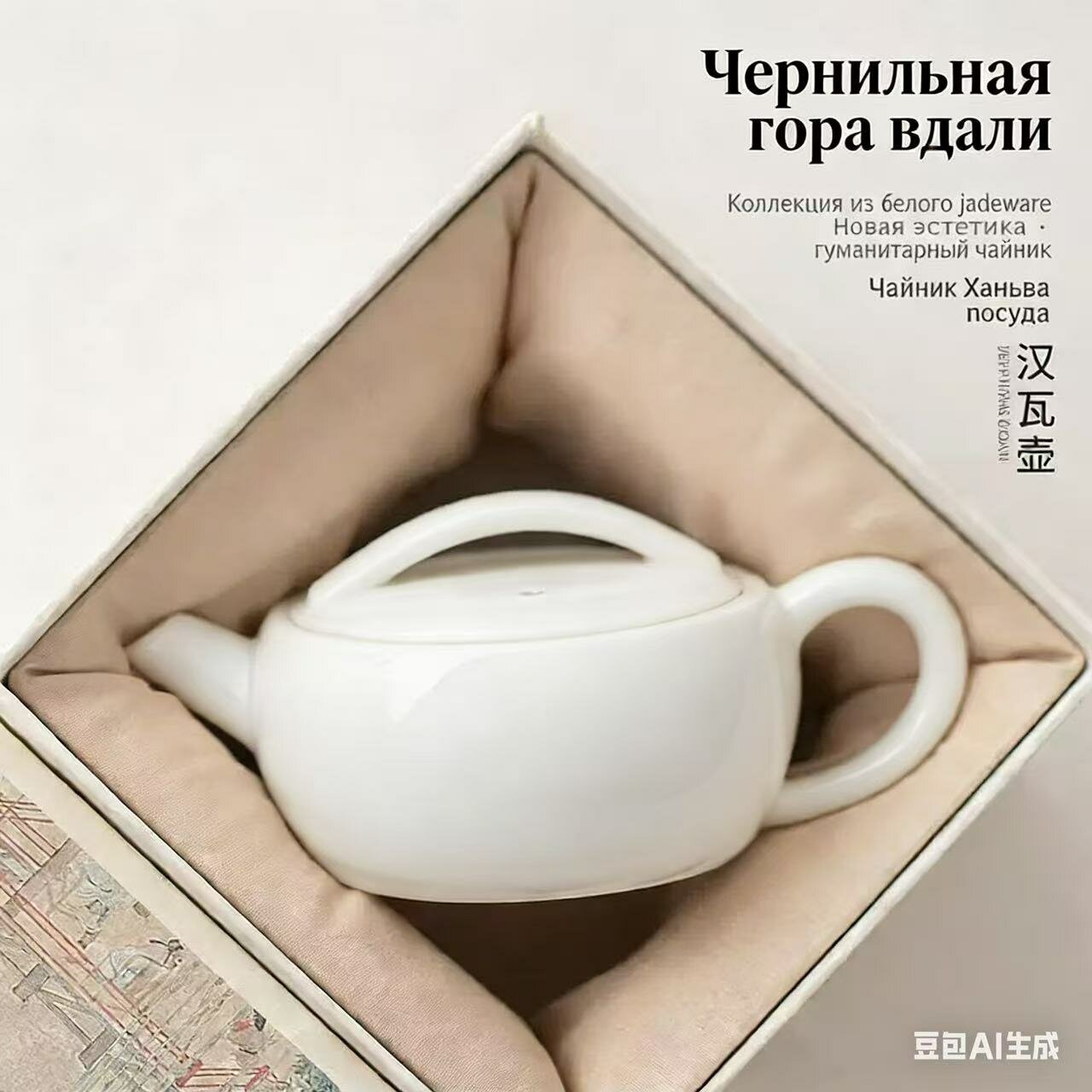 Нефритовый чайник Ink far с козьим жиром, керамический, расписанный вручную, 0,18 л