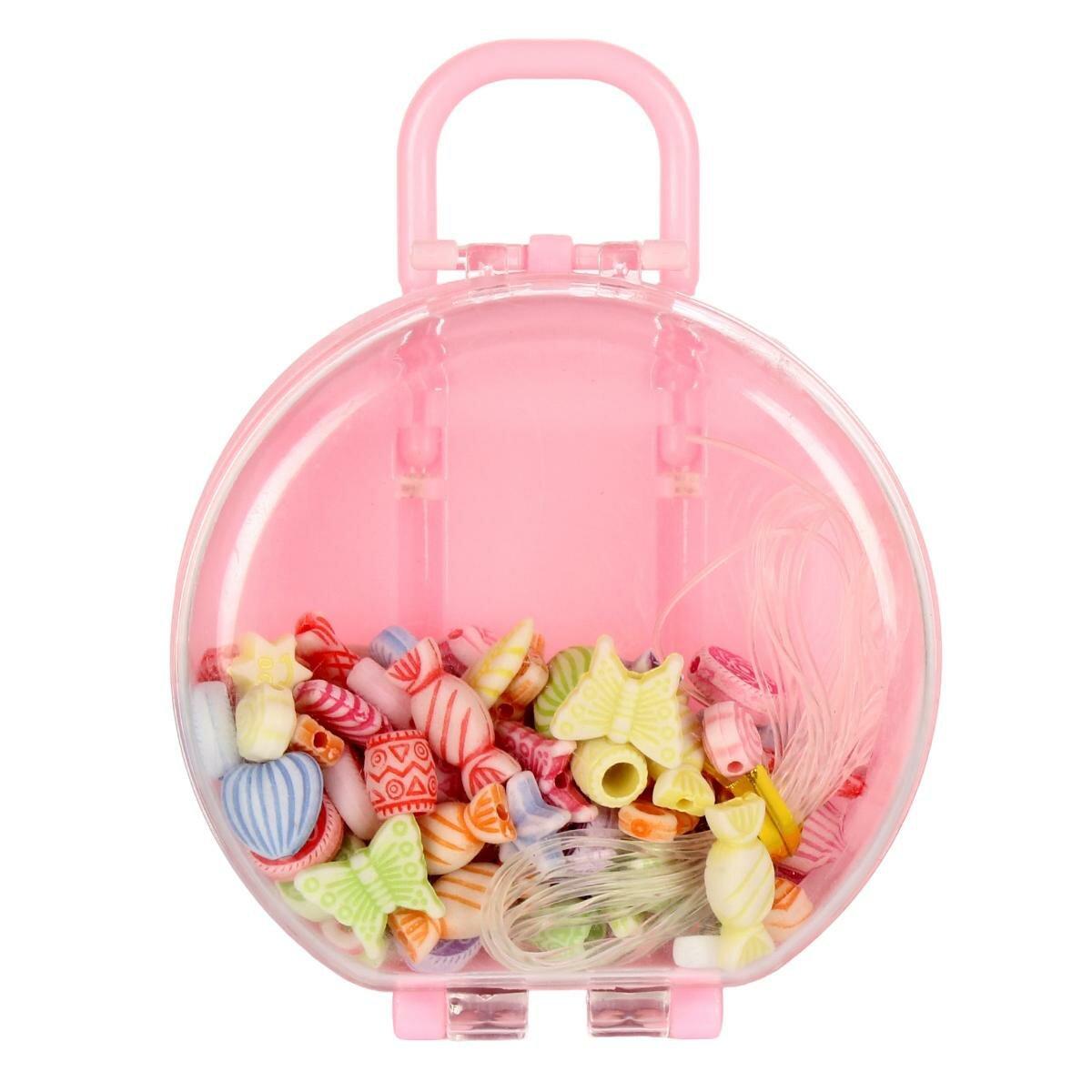 Набор украшений для девочек, создание бусин, 7,5х7 см, розовый контейнер