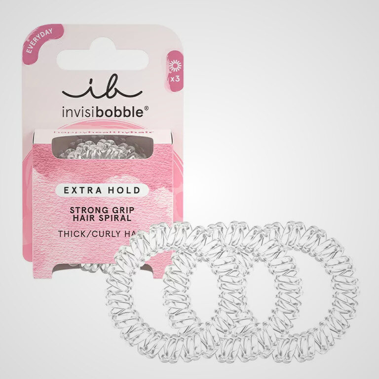 Резинка-браслет для густых волос SPRUNCHIE EXTRA HOLD Crystal Clear INVISIBOBBLE SPRUNCHIE EXTRA HOLD Резинки для волос 3 шт