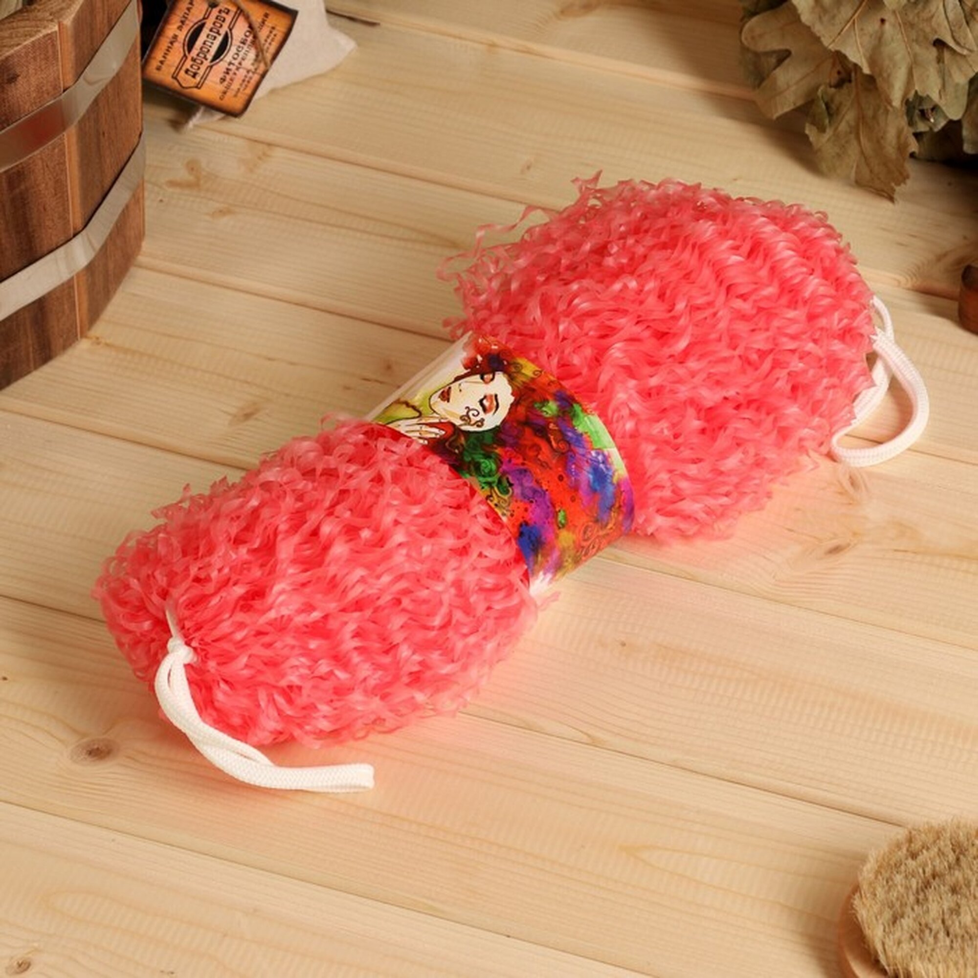 Мочалка банная "Бублик" большая цвет микс 32 см 2518178