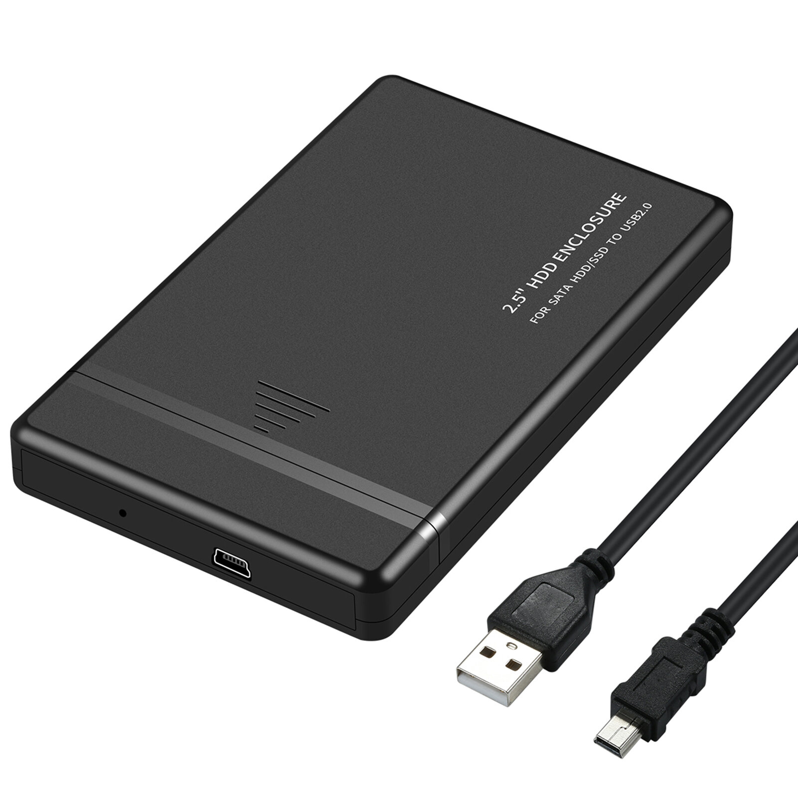Корпус для HDD 2.5 дюйма для HDD/SSD с USB2.0, USB3.0, Type C (опционально), черный цвет, материал ABS, размер изделия 123*78*14мм, вес упаковки 85г, размер упаковки 210*150*30мм, в комплект входят 1 корпус для HDD и 1 кабель для передачи данных,