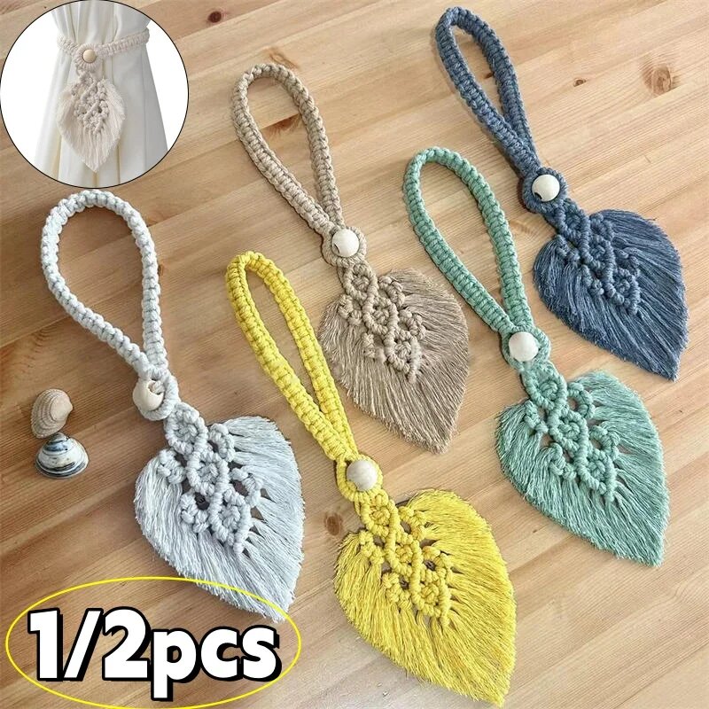 Подхваты для штор макраме из хлопка и льна Green 1pc