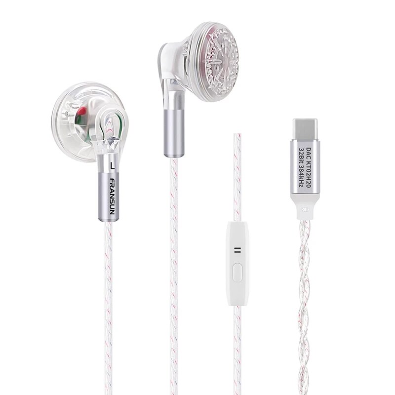 Fransun Gen 3 YD900 Динамические наушники с плоской головкой 16 мм Hi-Fi наушники-вкладыши 3,5 мм Type-C для Android/Xiaomi/iPhone 15 16