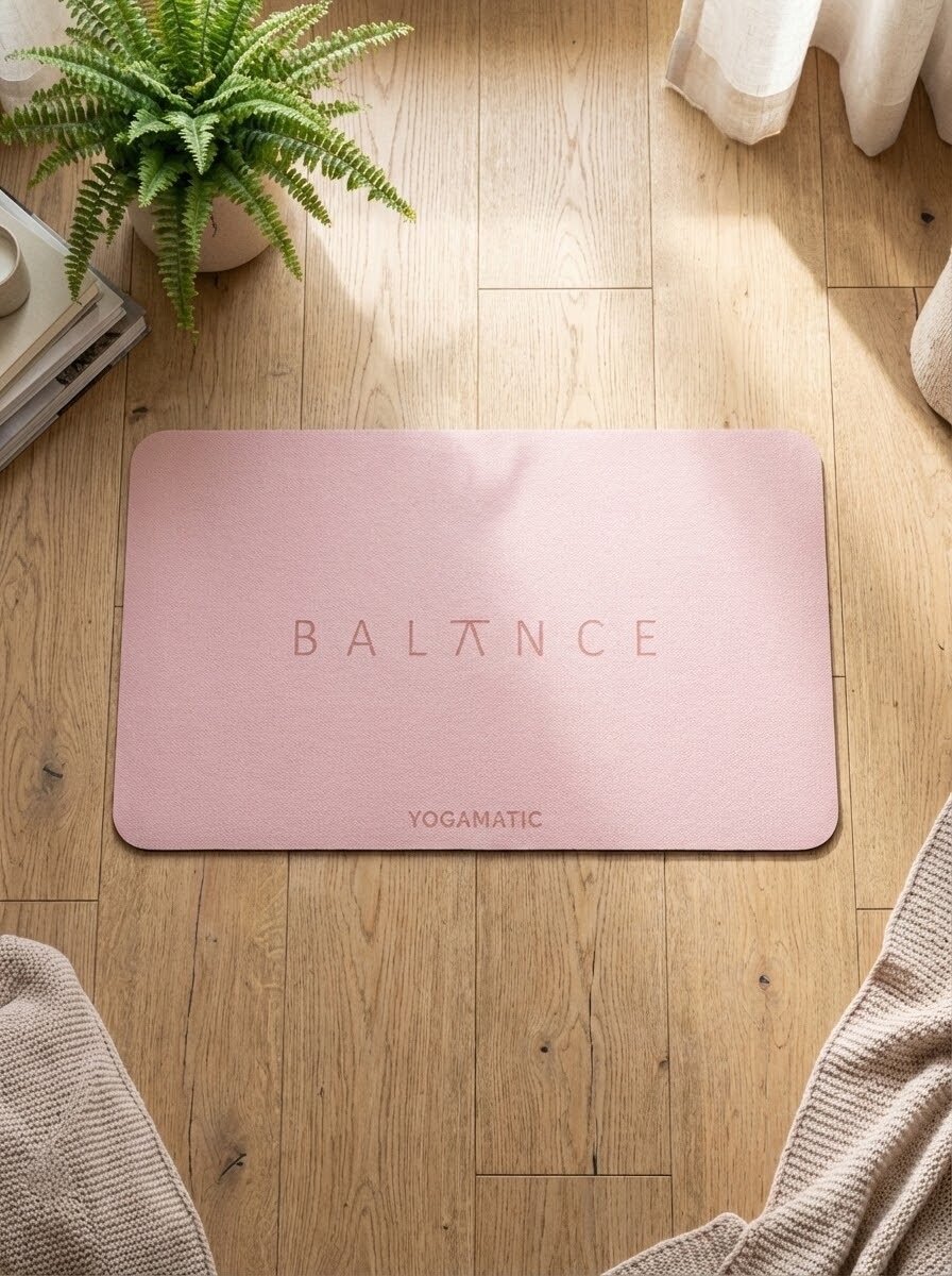 Мини коврик для йоги Yogamatic Balance Pad Aivory, 68х45х0.4 см, розовый, защита коленей