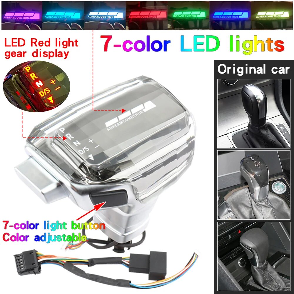 Ручка переключения передач с LED-подсветкой и кристаллическим покрытием для Red-7 color LED