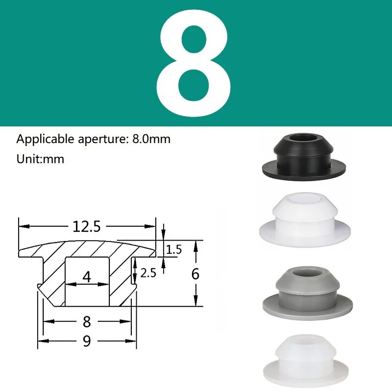 Силиконовые заглушки Yiqianyuan 7-14 мм 8mm-A(20pcs), Translucent