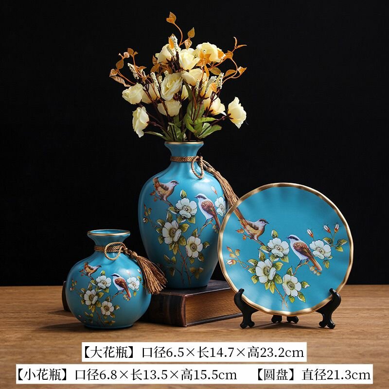 Набор из трех керамических ваз, украшение для гостиной, тумбы под телевизор, креативный декор, ваза для прихожей, свадебный подарок.