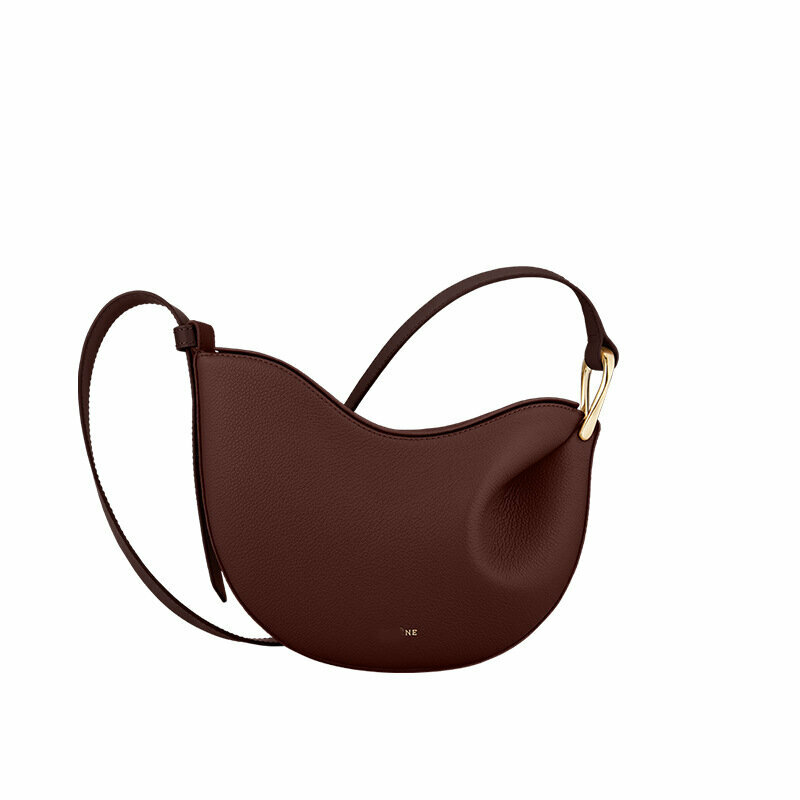 Популярная французская женская сумка POEIVE Pea Bag 2025 года, новый нишевый дизайн, наплечная сумка из натуральной кожи.