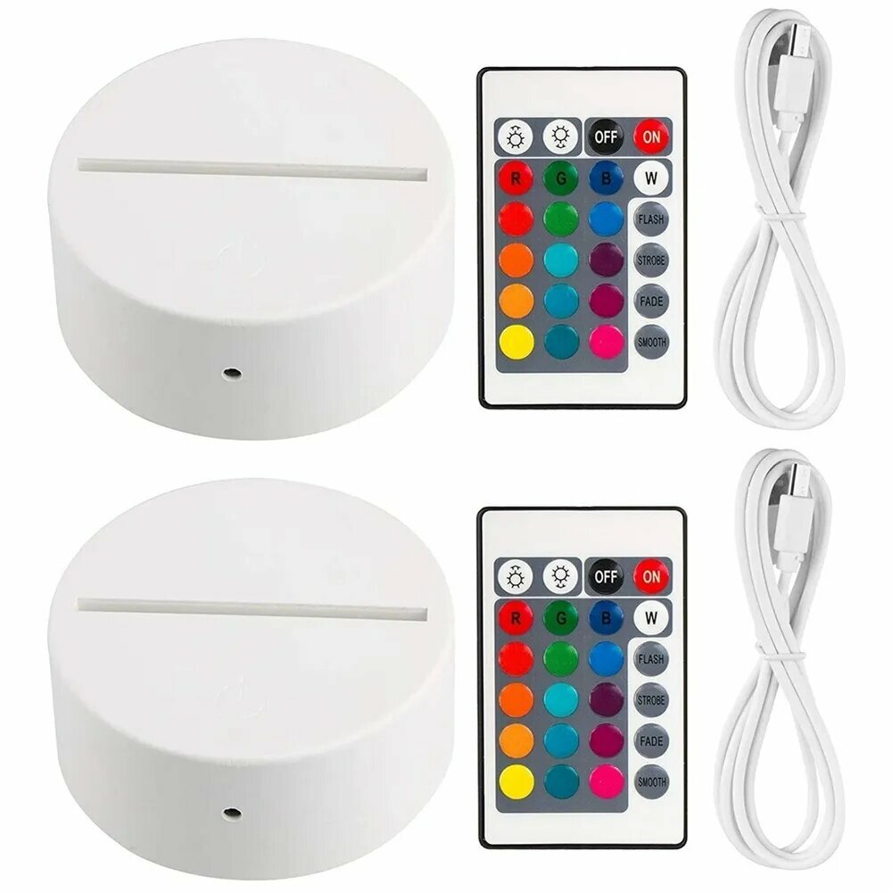 C62 пакета 3D Night LED Light Lamp Base + Пульт дистанционного управления USB-кабель, 16-цветная подставка совместим с светового шоу акрилового белого цвета
