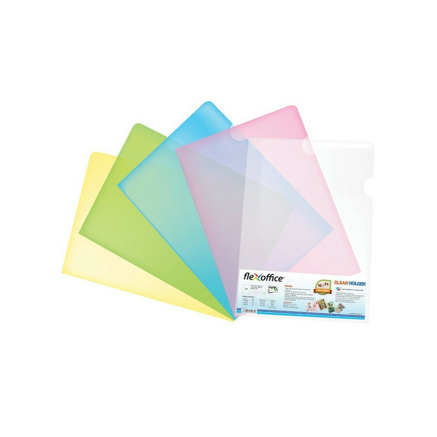 Папка уголок FlexOffice А4 (310x220мм), 0,12 мм, Комплект 5 шт разных цветов (FLEXOFFICE FO-CH01 PK5)
