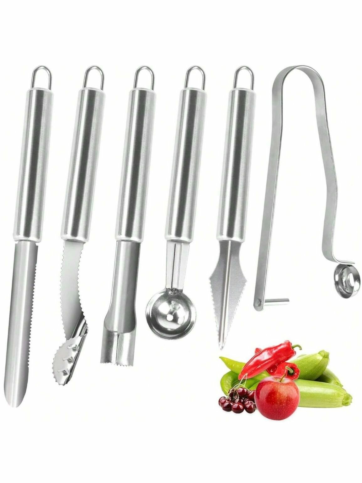 Набор ножей для удаления сердцевины фруктов и косточек Onkomi Core 6 шт, кухонный прибор, удалитель сердцевины овощей