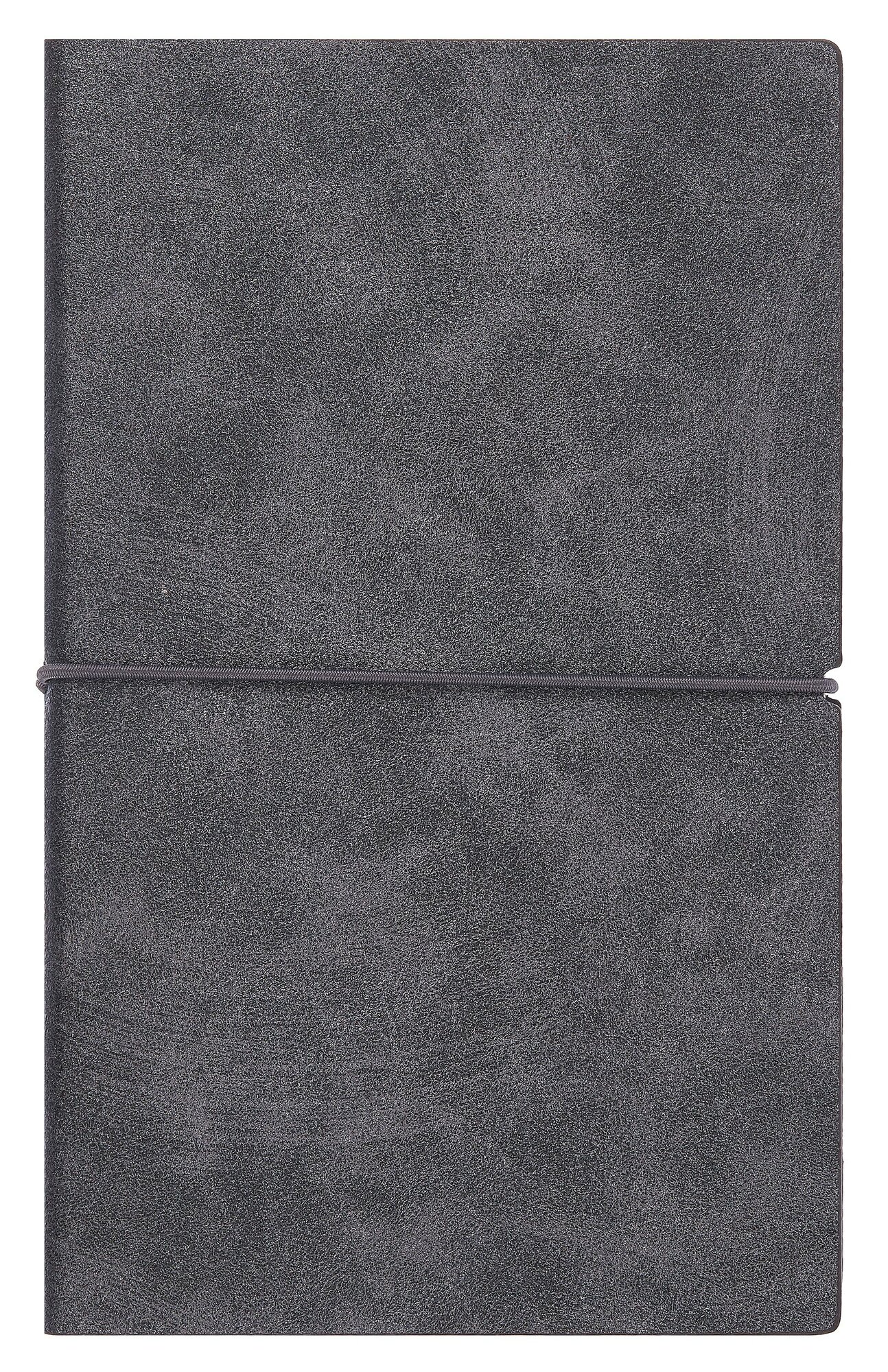 Ежедневник недатированный А6+ 120 листов "Наппа металлик" графитовый, кожзам, мягкий переплет, застёжка-резинка