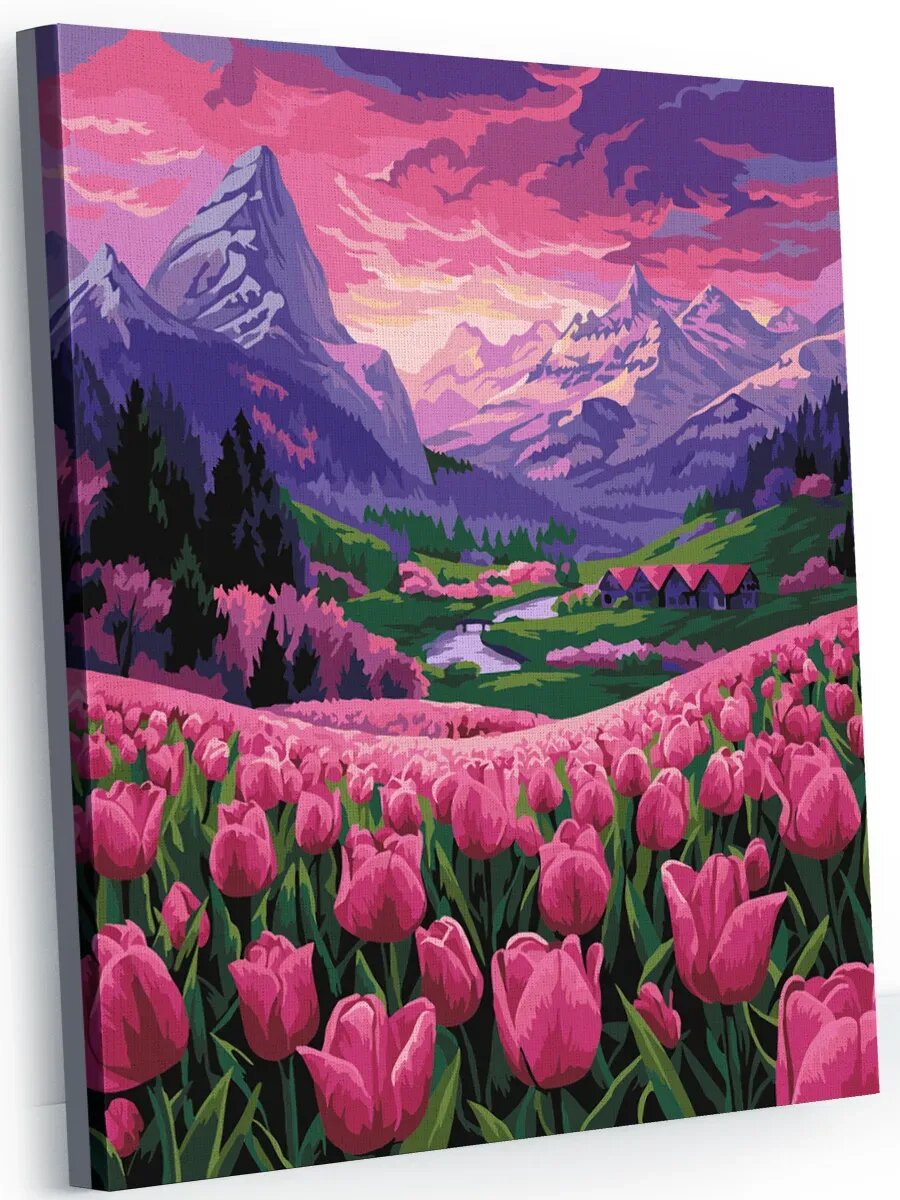 Тюльпановые поля Картина по номерам на холсте 40х50 см
