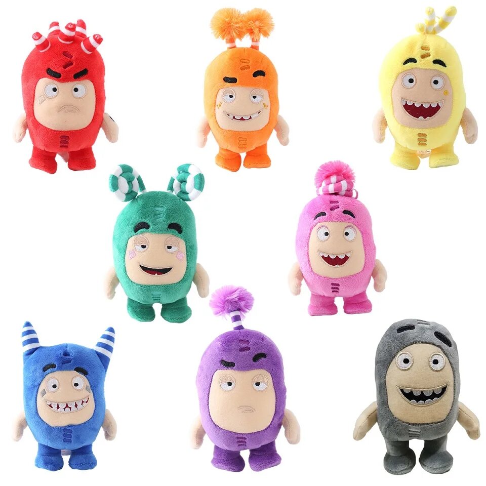 Набор Из 8 Плюшевых Игрушек Oddbods, 18 См: Джейф, Ньют, Одд, Зи, Бодс. Мягкие Фигурки Для Декора Детской И Дома. Короткий Плюш