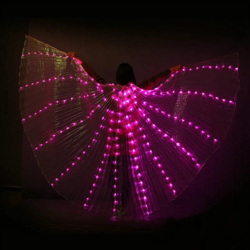 RUORU Радужные светодиодные крылья для взрослых Adult 155-180cm, Розовый, rose