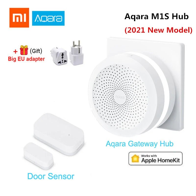 Aqara M1S Hub Gateway Комплекты умного дома Zigbee Датчики температуры, дыма, двери, движения Удаленный контроль Работает с приложением Xiaomi HomeKit-Aqara 2F в одном