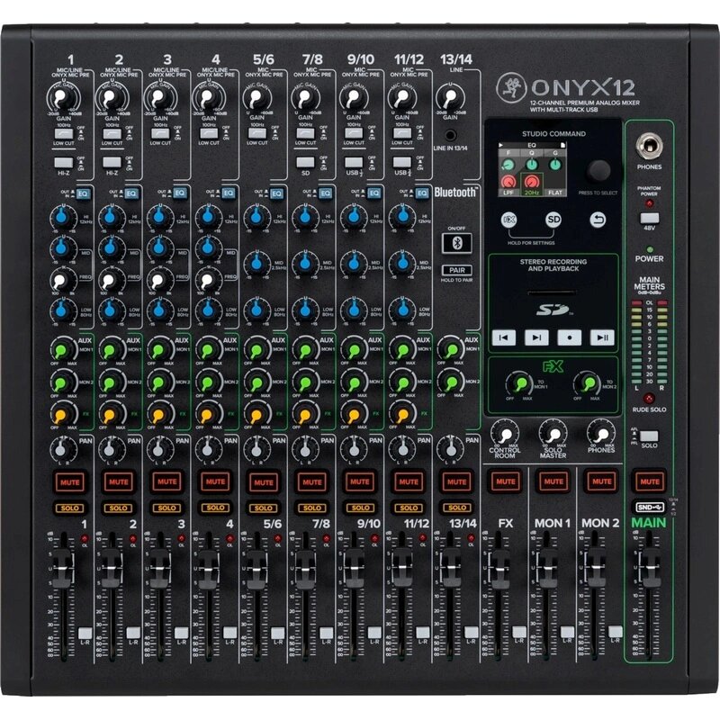 Микшерный пульт Mackie ONYX12, 12-кан. поканальн. запись, проц. эффект, USB
