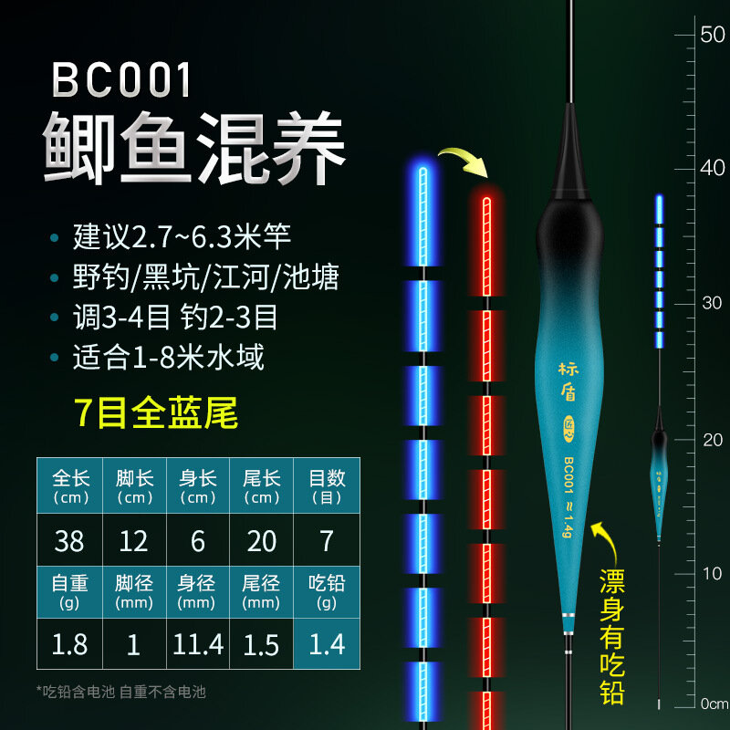 Ветроустойчивый, противоскользящий, светящийся поплавок с индикатором поклевки, меняющим цвет, с полностью синим холодным светом на хвосте, электронный поплавок для дневной и ночной рыбалки, подходит для дикой ловли карася.