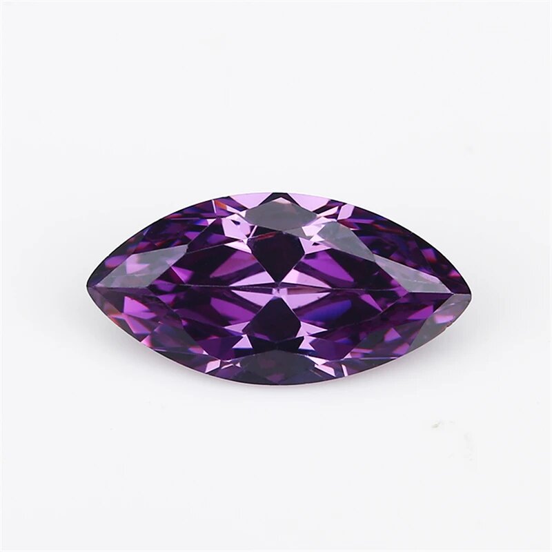 Бусины из циркония фиолетовые, маркiза 3.5x7mm, 10шт