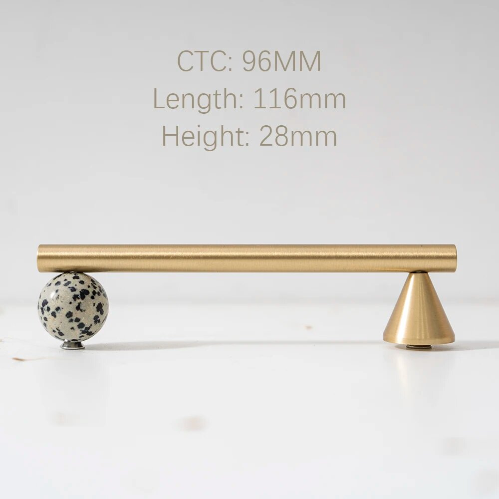 Ручка Tinyhob из латуни и зеленого мрамора Ban Dian - 96MM