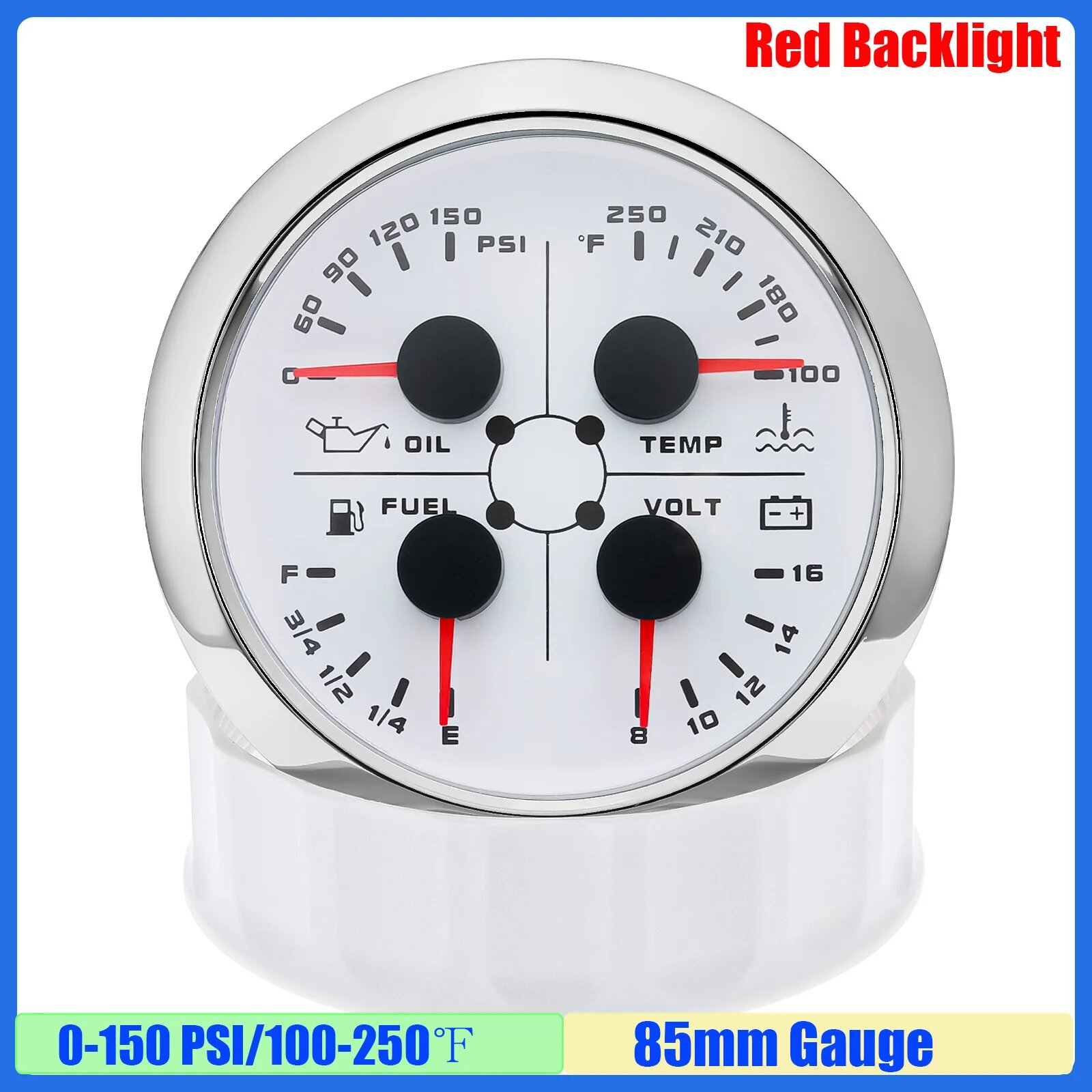 Многофункциональный манометр 4 в 1 85 мм с сигнализацией Манометр температуры масла PSI WS