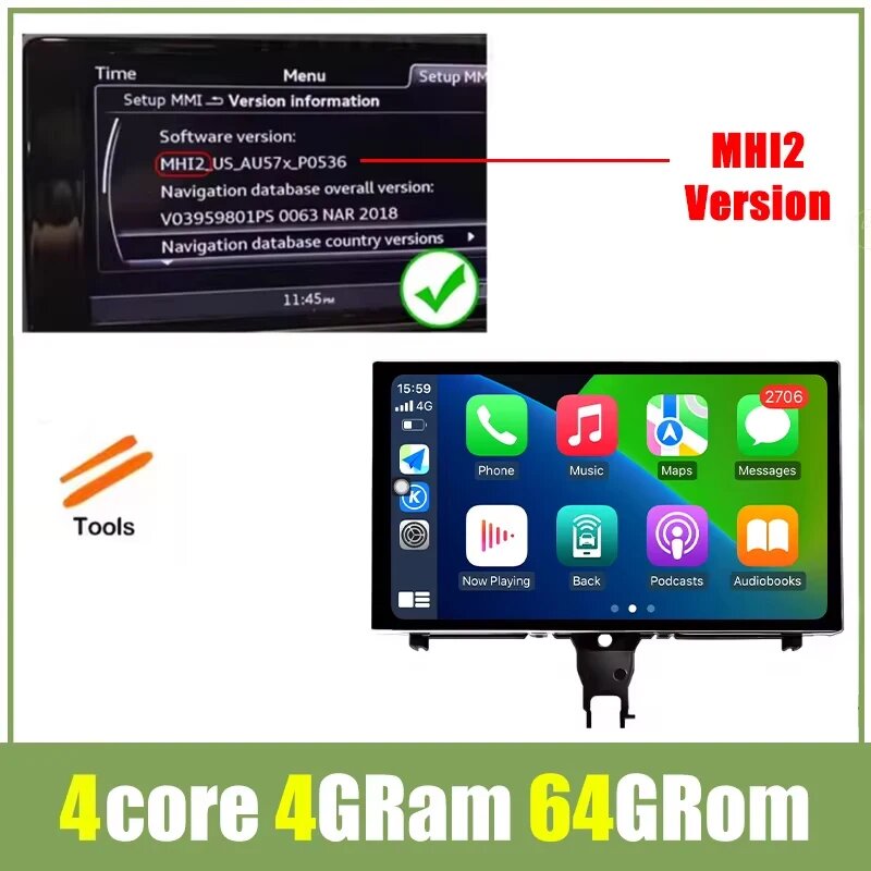 9-дюймовый для Audi A6 C7 A7 2012-2018 плеер автомобильный радиоприемник Android 15 MHI2 4G 64G
