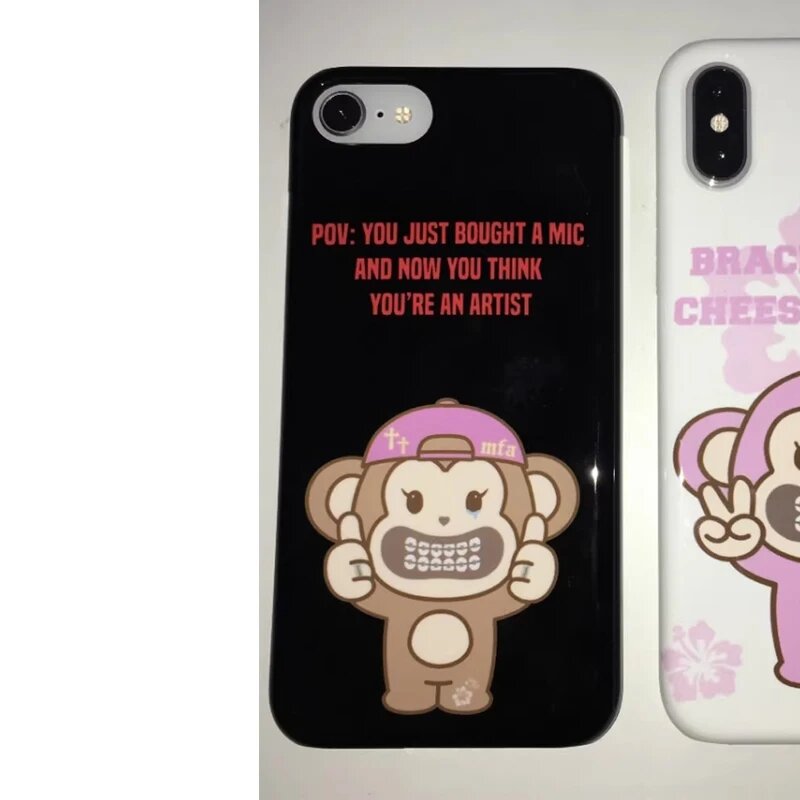 Милый Ins Sweet Cool Biye Monkey Черно-белый чехол для телефона с парой для iPhone 17, 16, 15, 14, 13, 12, 11 Pro Max 8 7 Plus MINI Cover