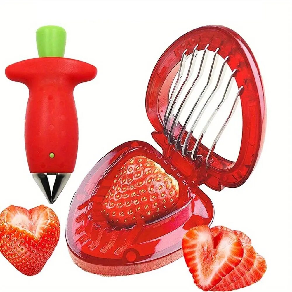 2 шт. инструментов для удаления косточек и нарезки фруктов, выполненных из ABS и нержавеющей стали, кухонные принадлежности, подходящие для ананасов, клубники и помидоров.